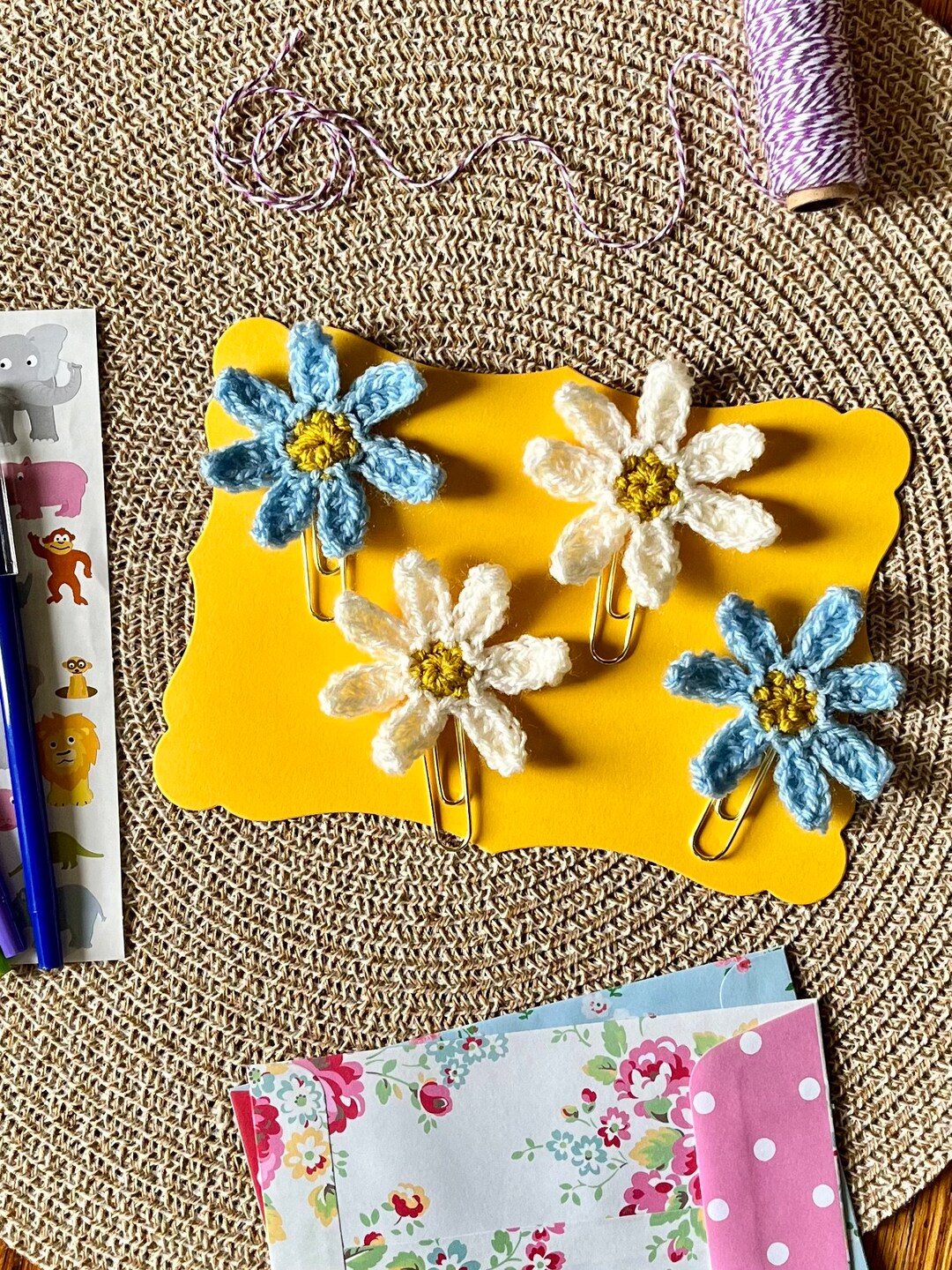 READY TO SHIP Handmade Crochet Bookmarks, Journal Clips, Planner Clips ...