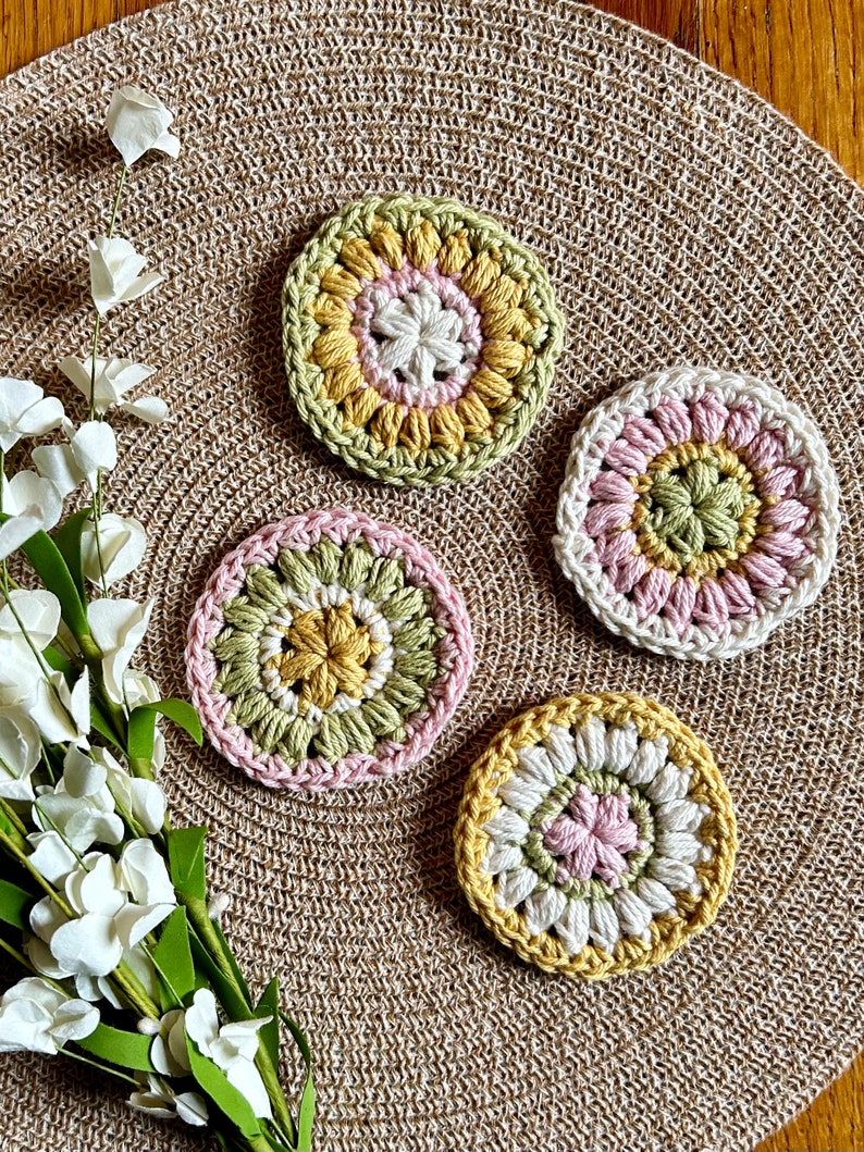 CROCHETED MAGIC CIRCLES Farmhouse Style Crochet Cotton Coasters, Eye ...