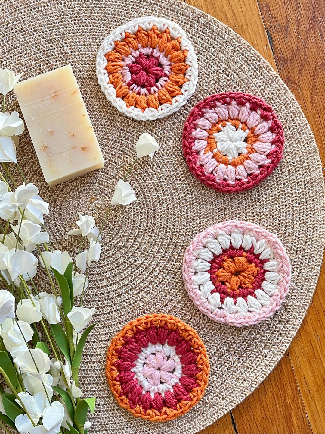 CROCHETED MAGIC CIRCLES Farmhouse Style Crochet Cotton Coasters, Eye ...