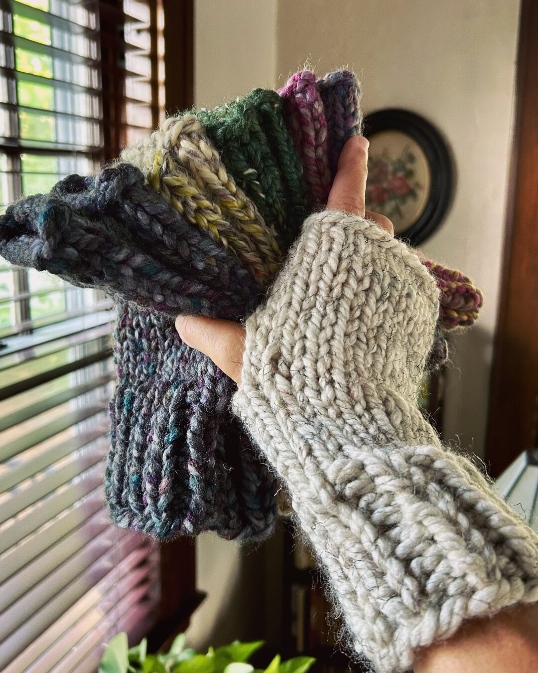 Handmade Knit Fingerless Mittens: Wool Blend Texting Gloves - Etsy