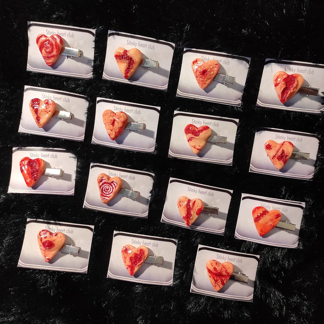 Creepy Heart Hairclips Handmade Stinky Heart Club - Etsy