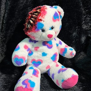 Creepy Horror Colorful Heart Half Head Bear Stuffed Toy 16, Horror ...