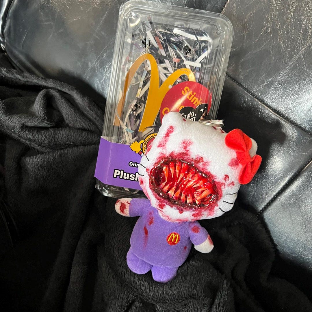 Grimace Shake Hello Kitty Plush Keychain | Horror Weirdcore Gift - Etsy
