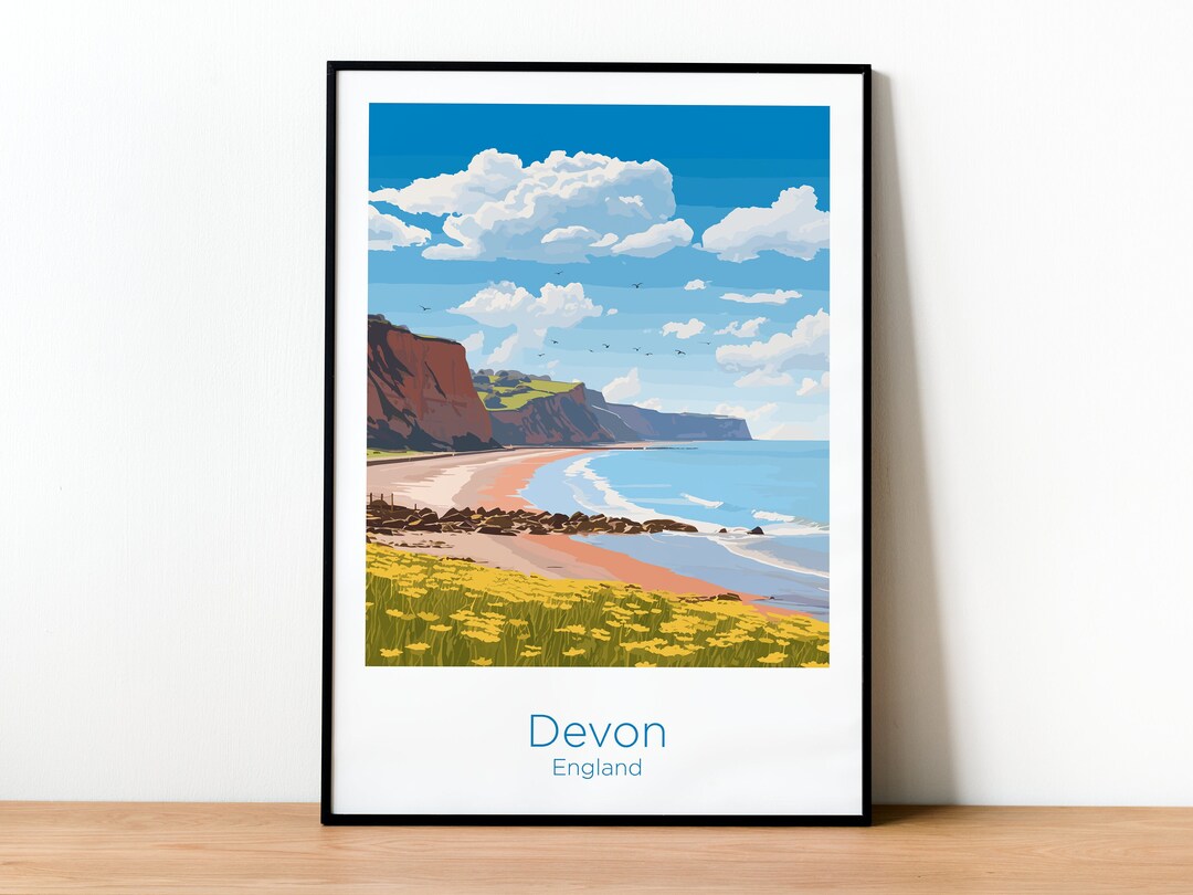 Customisable East Devon AONB Print | Devon Wall Art | England Seaside ...