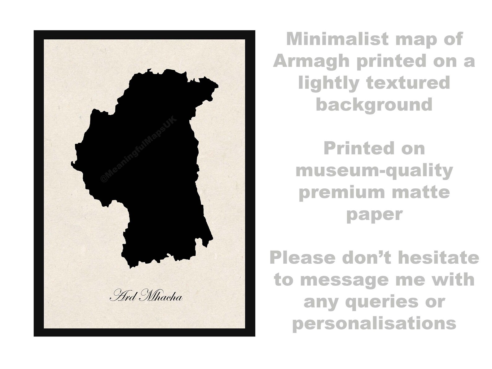 Map of Co Armagh Ard Mhacha Poster Armagh Northern Ireland Minimalist ...