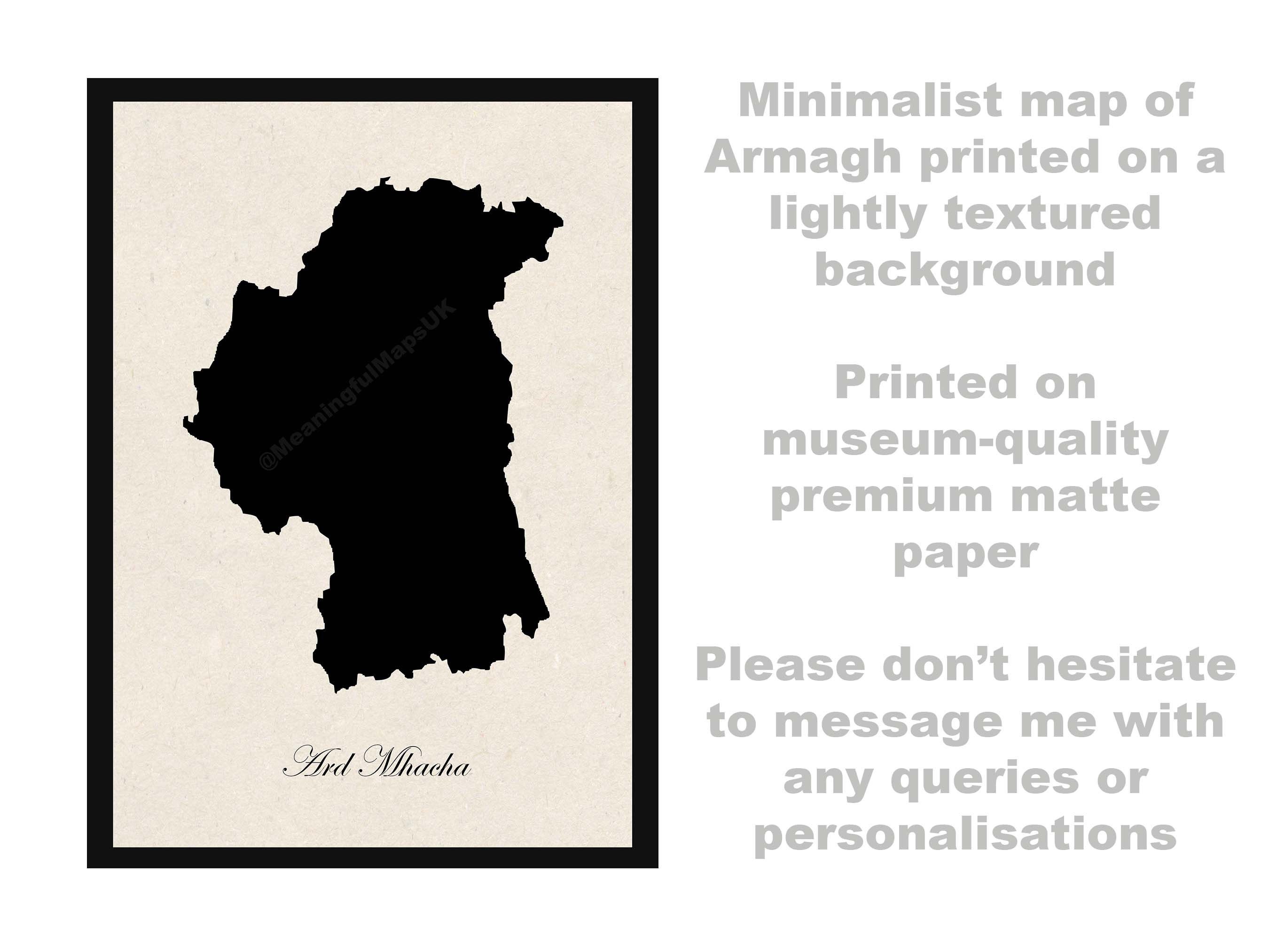 Map of Co Armagh Ard Mhacha Poster Armagh Northern Ireland Minimalist ...