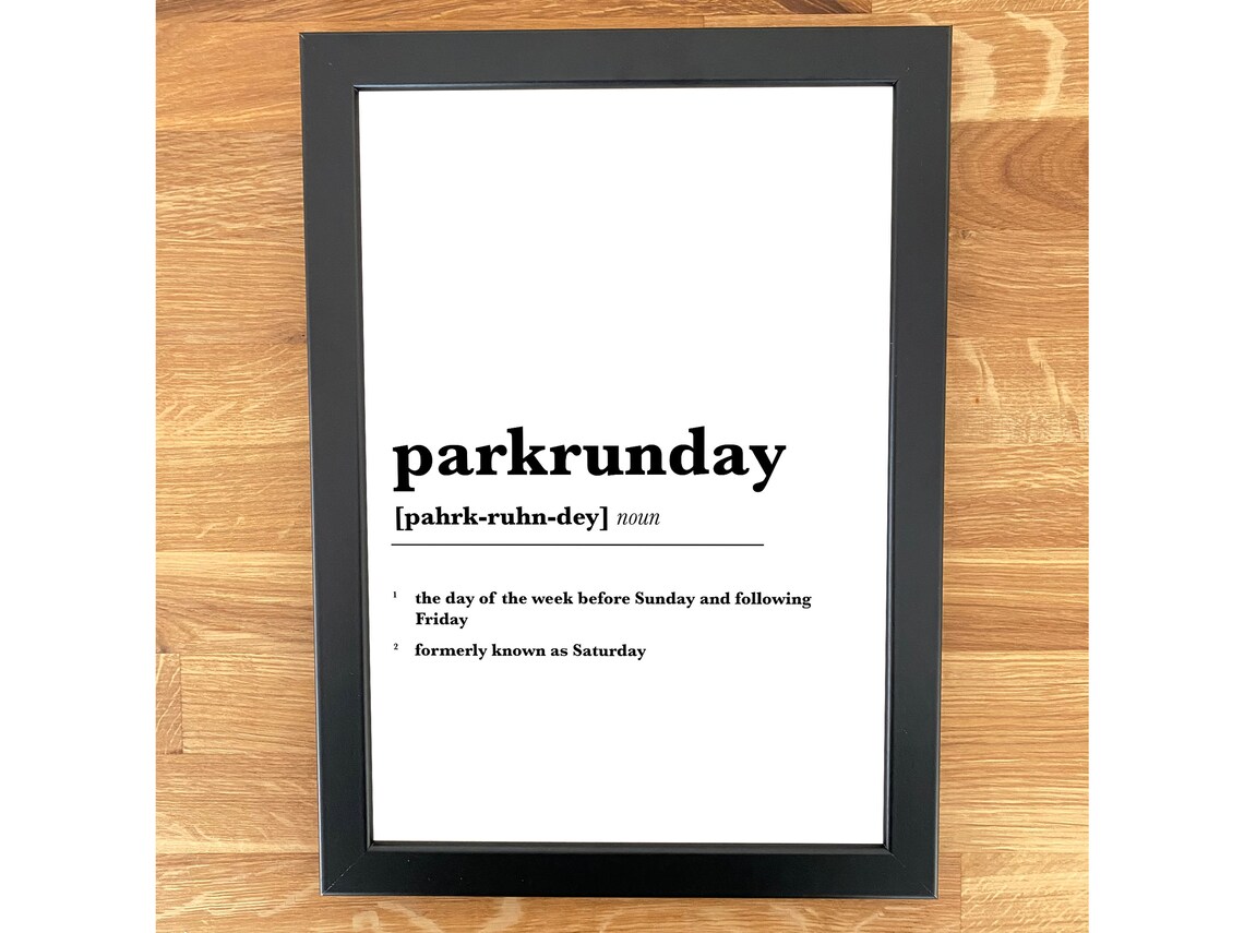 Parkrunday Definition Print | Parkrun Print | Running Poster | Parkrun ...