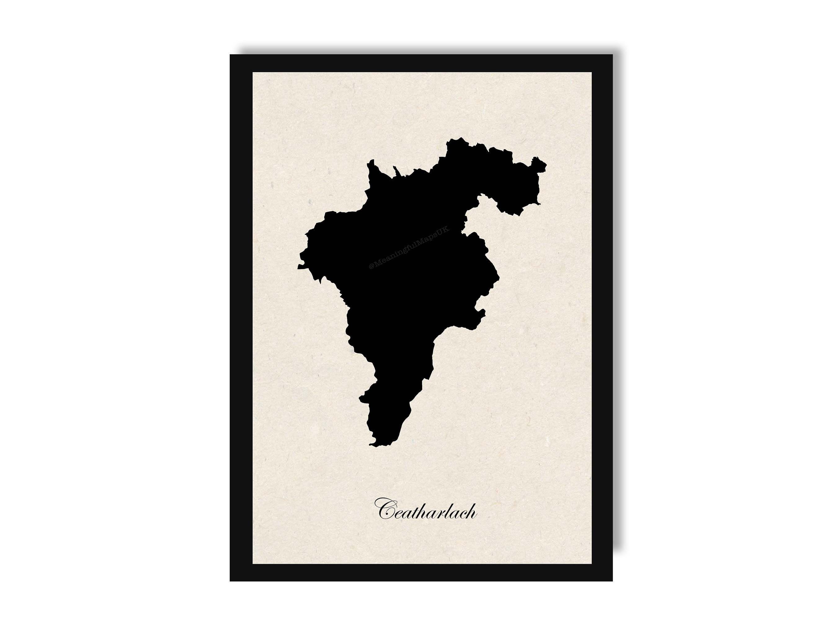 Map of Co Carlow Ceatharlach Poster County Carlow Ireland | Etsy