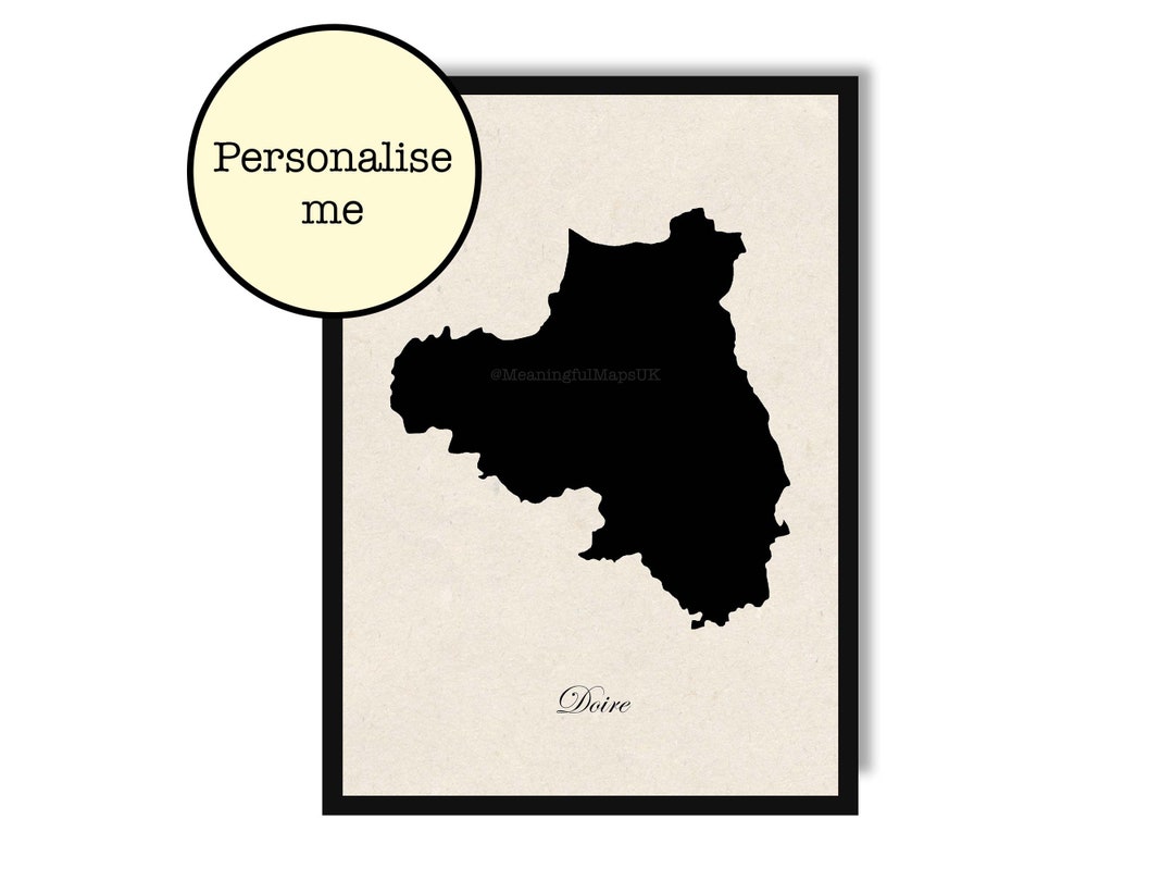 County Derry Map | Doire Print | Co Derry Poster | Ireland Art ...