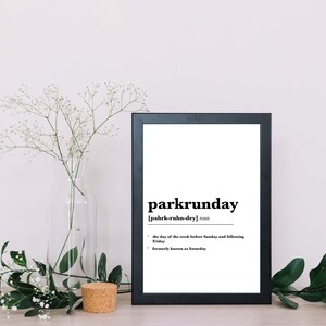 Parkrunday Definition Print | Parkrun Print | Running Poster | Parkrun ...