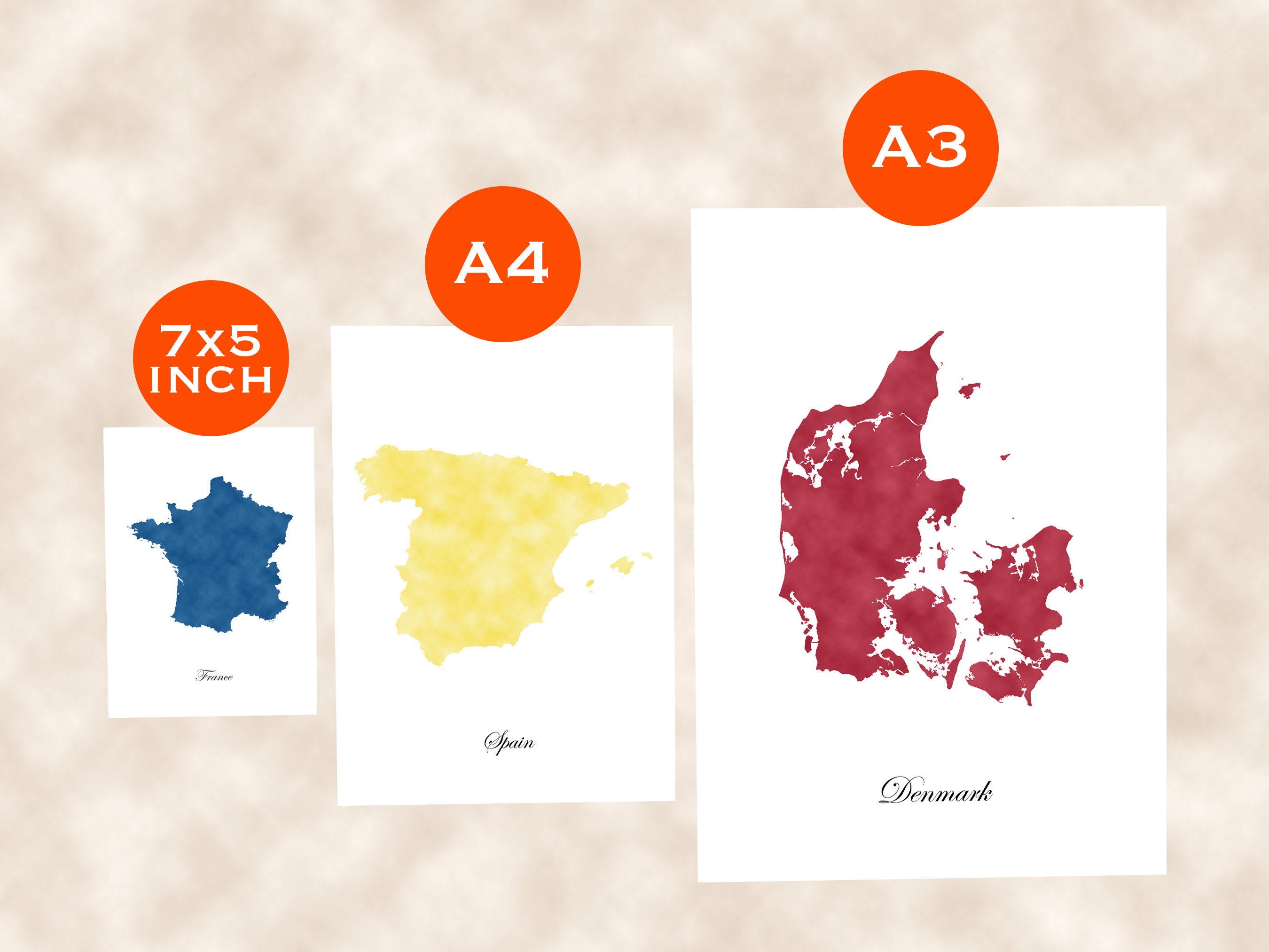 Artistic UK Map Watercolour Cloudy Print of the United - Etsy