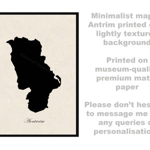 Map of Co Antrim Aontroim Print County Antrim Northern Ireland ...