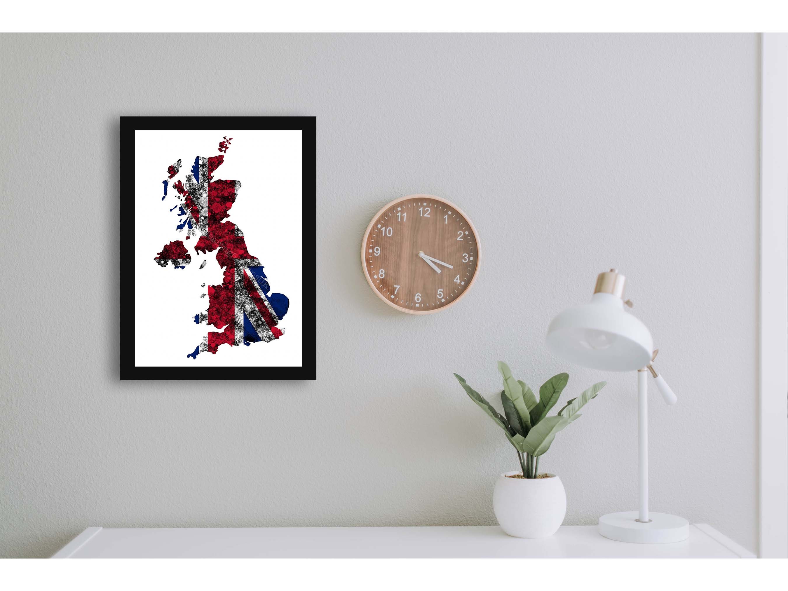 United Kingdom Map Union Jack Print UK Map Travel Poster - Etsy