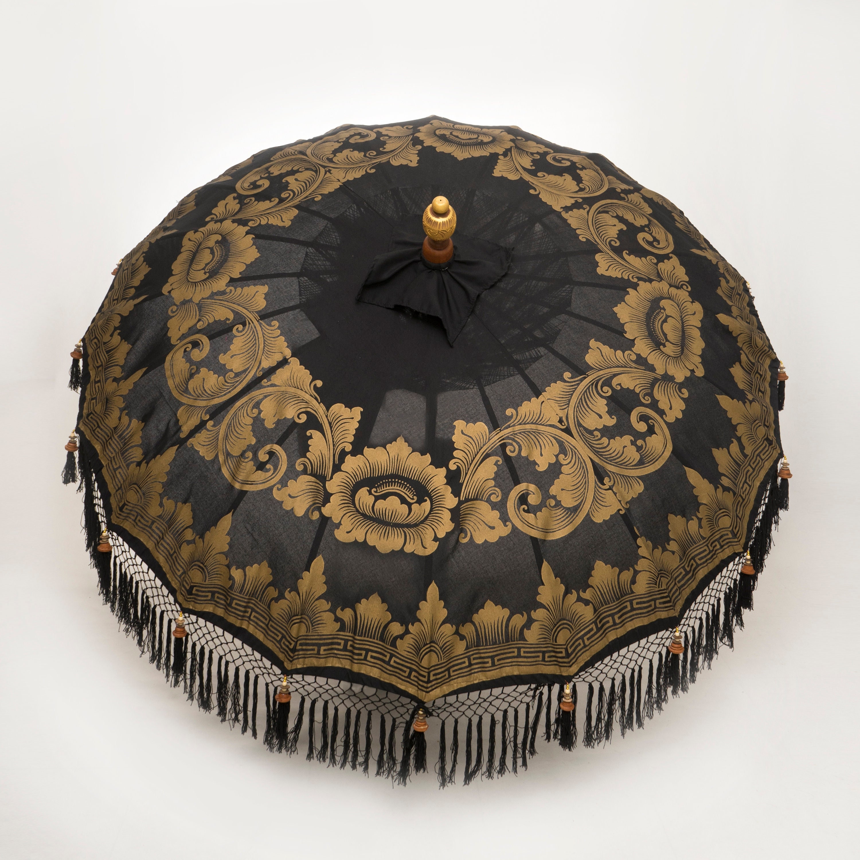 Traditional Indonesian Parasol | Black With and Golden Print| Boho ...