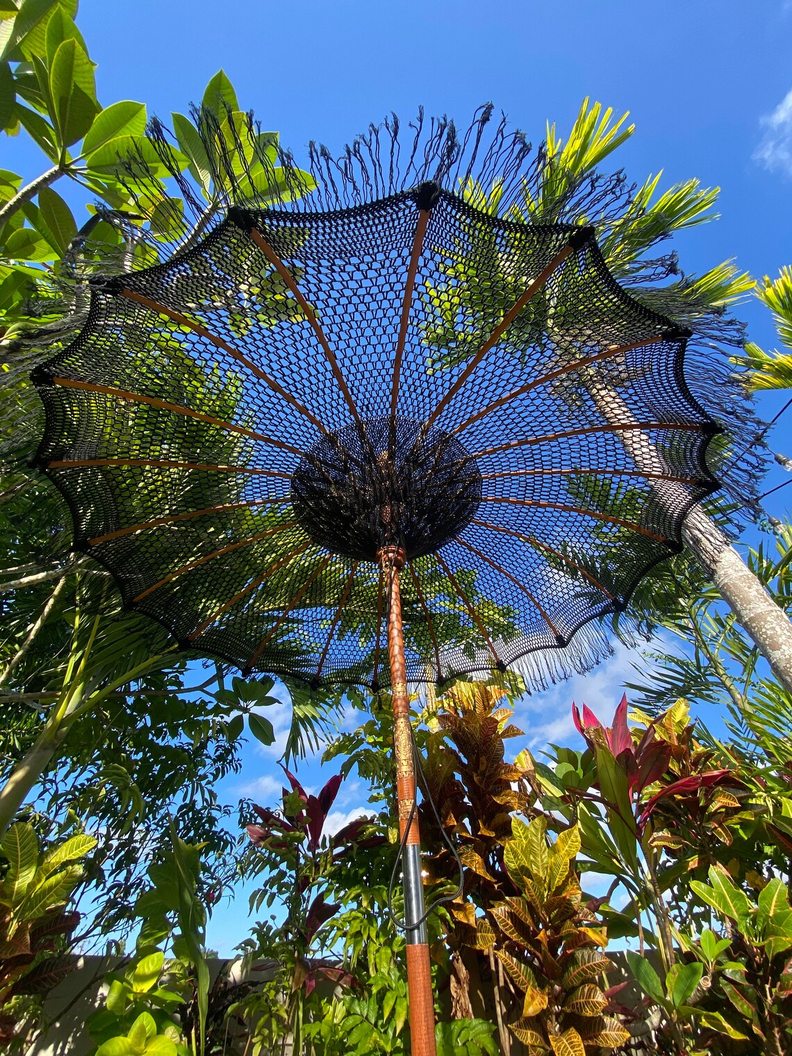 Crochet Black Indonesian Parasol| Bohemian Style | Bali Style | Ibiza ...