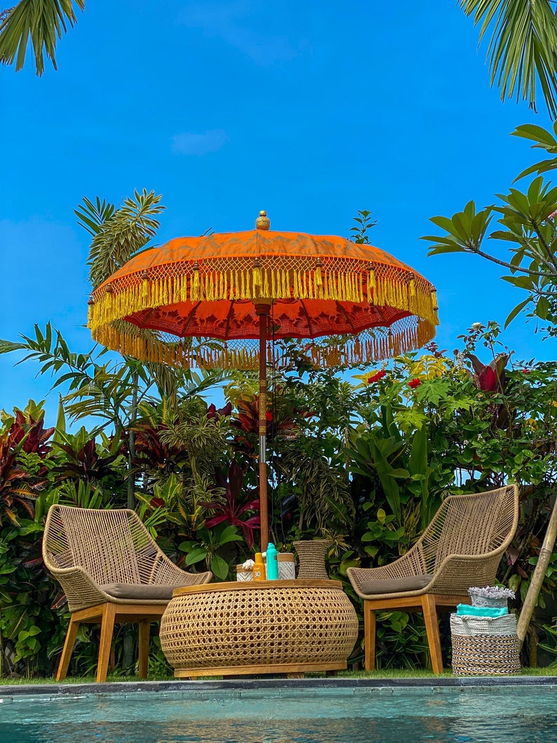 Traditional Indonesian Parasol | Orange and Yellow With a Golden Print ...
