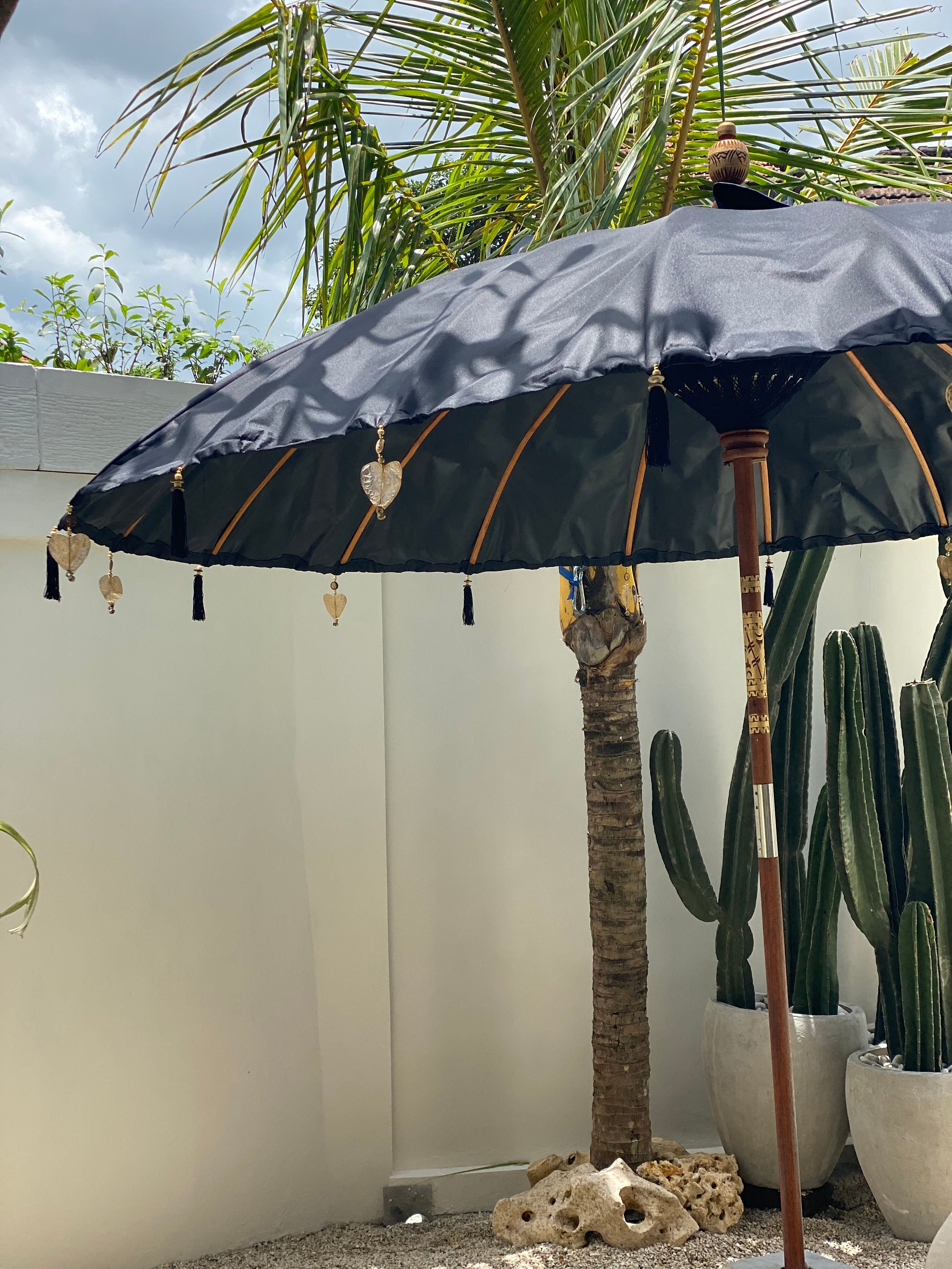 3 Meter Traditional Black Indonesian Parasol | Boho Style | Bali Style ...