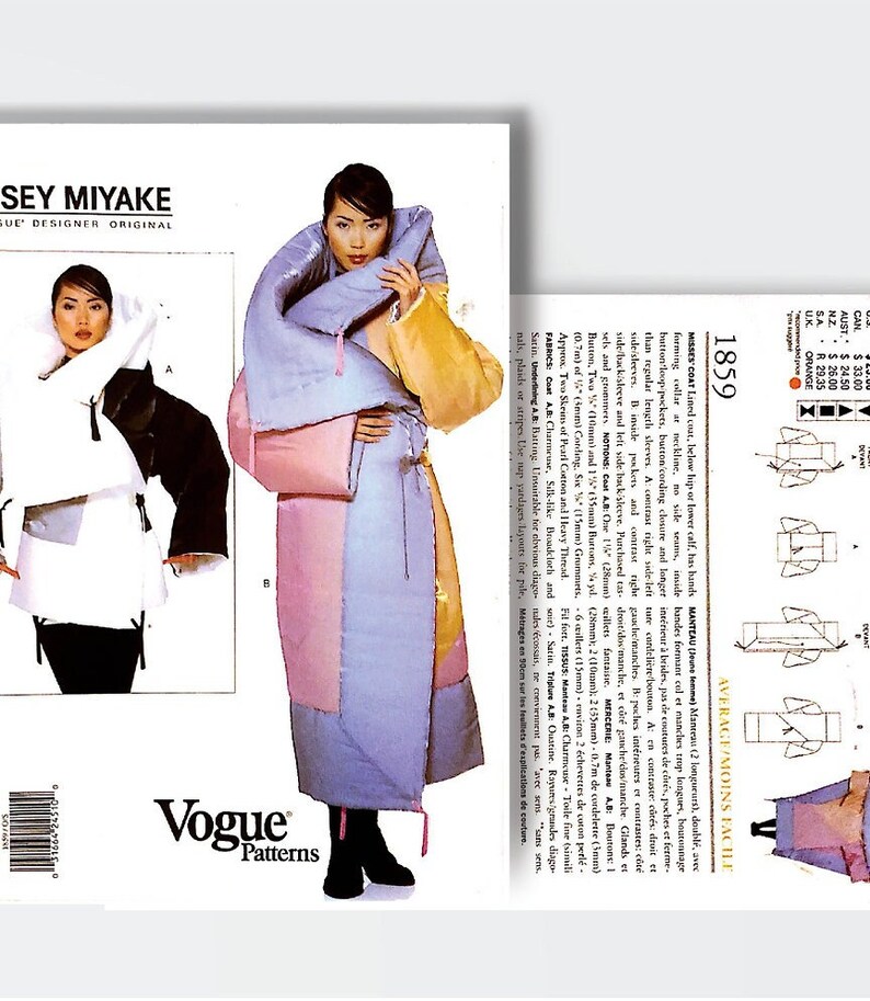 VOGUE DESIGNER 1996 Pattern Issey Miyake Coat 1859 - Etsy