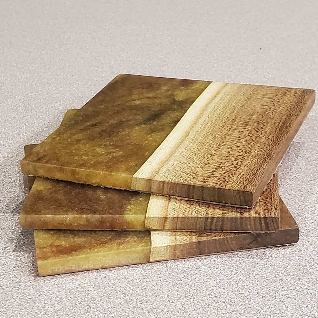 DEEP FALL - Black Locust & Epoxy Coaster Set - Etsy