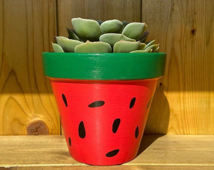 Watermelon Terracotta Plant Pot | 13 Cm | Planter With Drainage Hole ...