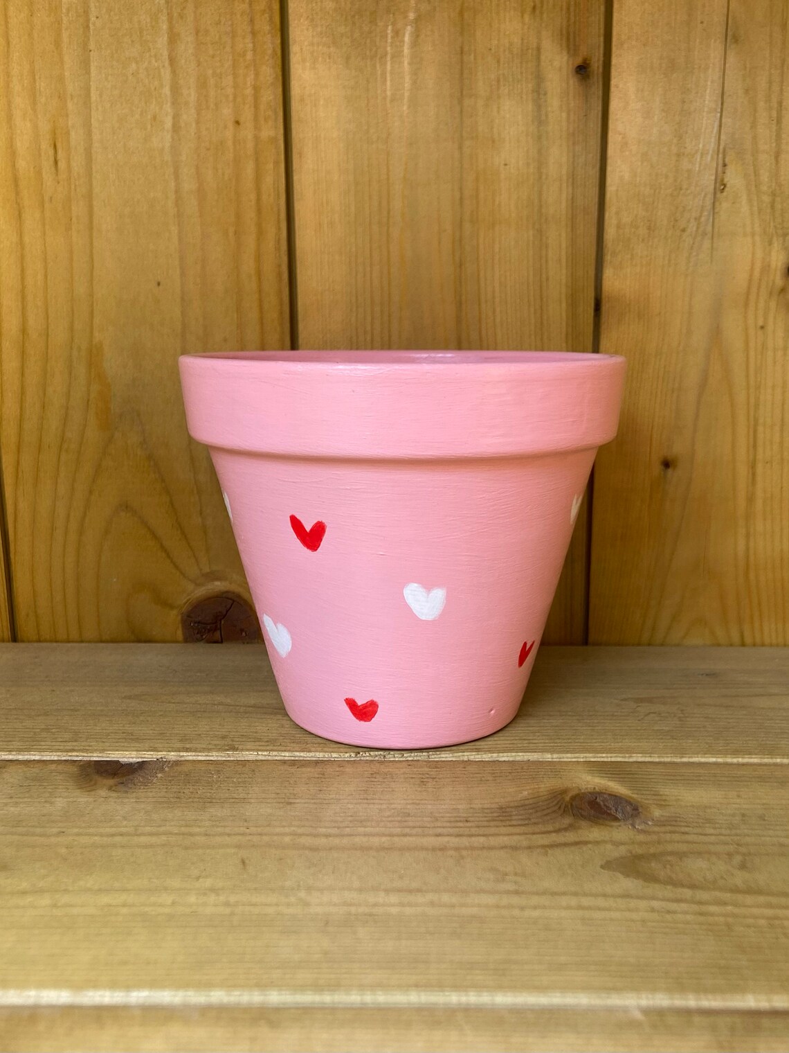 Pink Terracotta Pot With Hearts | 13 Cm | Planter With Drainage Hole ...