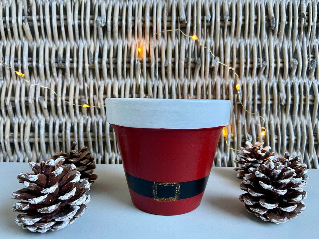 Christmas Pot 11 Cm | Santa Claus Planter | Hand Painted | Planter With ...
