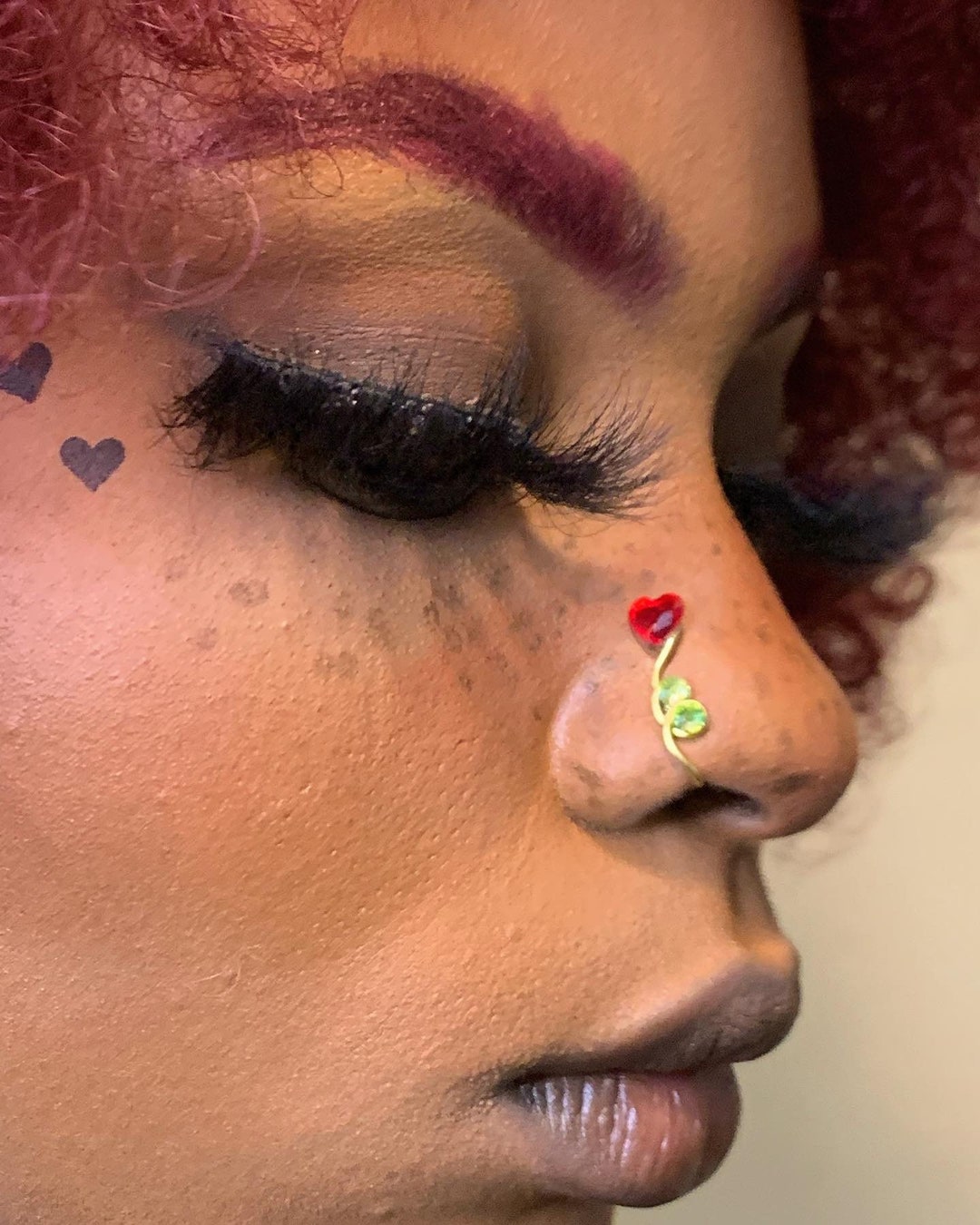 Heart Blossom Nose Cuff// Fake Nose Ring// Faux Nose Cuff // Faux Nose ...