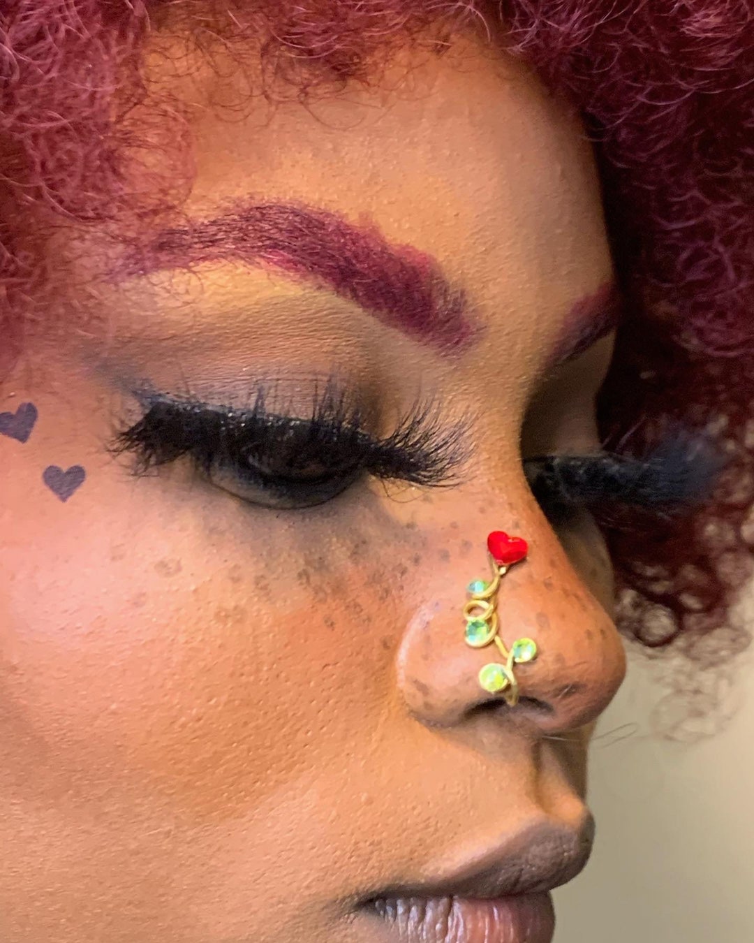 Glass Rose Nose Cuff// Fake Nose Ring// Faux Nose Cuff // Faux Nose ...