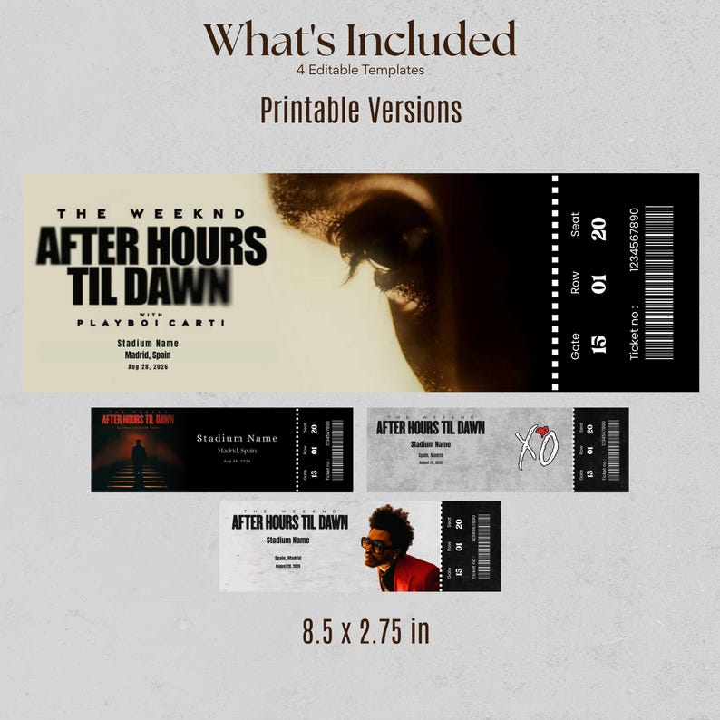 The Weeknd Ticket Template - 4 Ticket Templates - Etsy