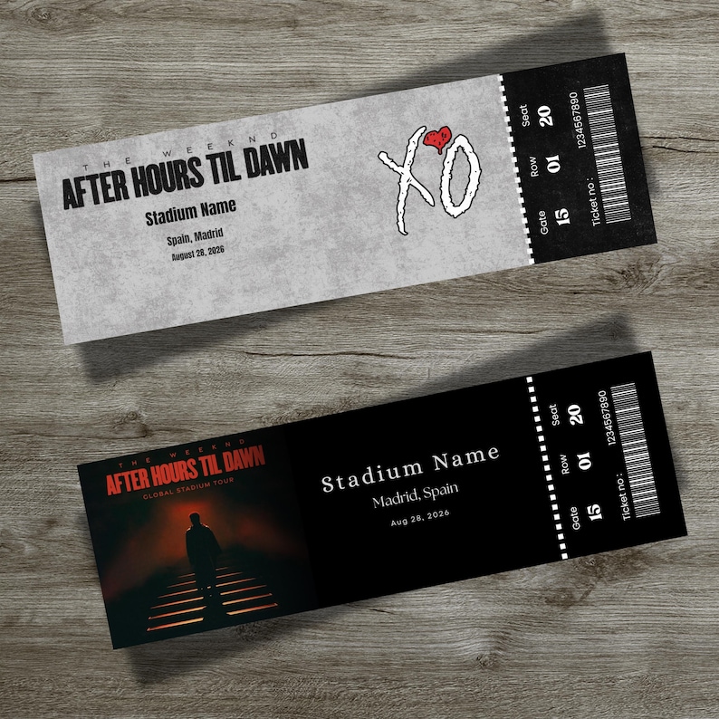 The Weeknd Ticket Template - 4 Ticket Templates - Etsy