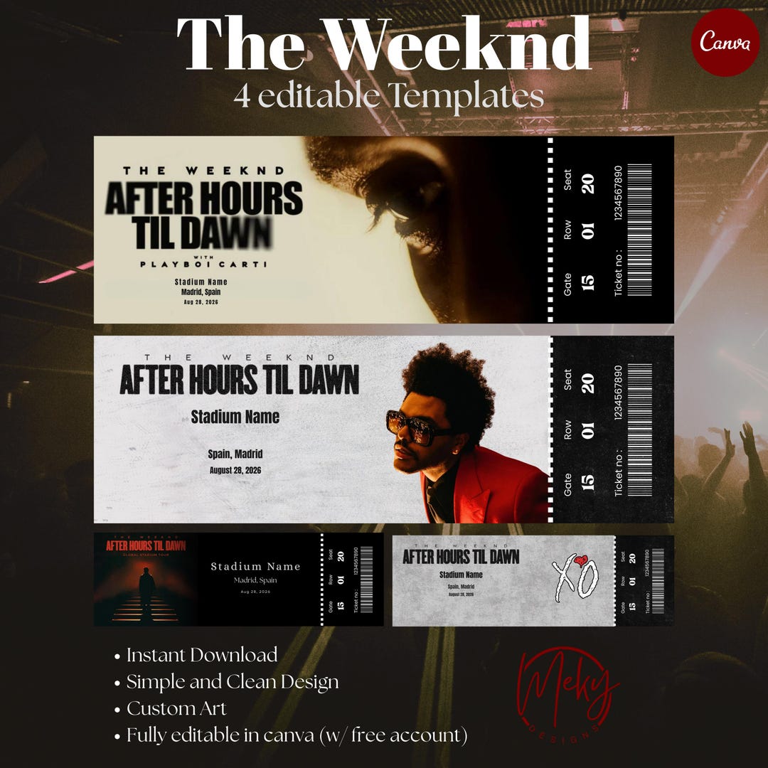 The Weeknd Ticket Template - 4 Ticket Templates - Etsy