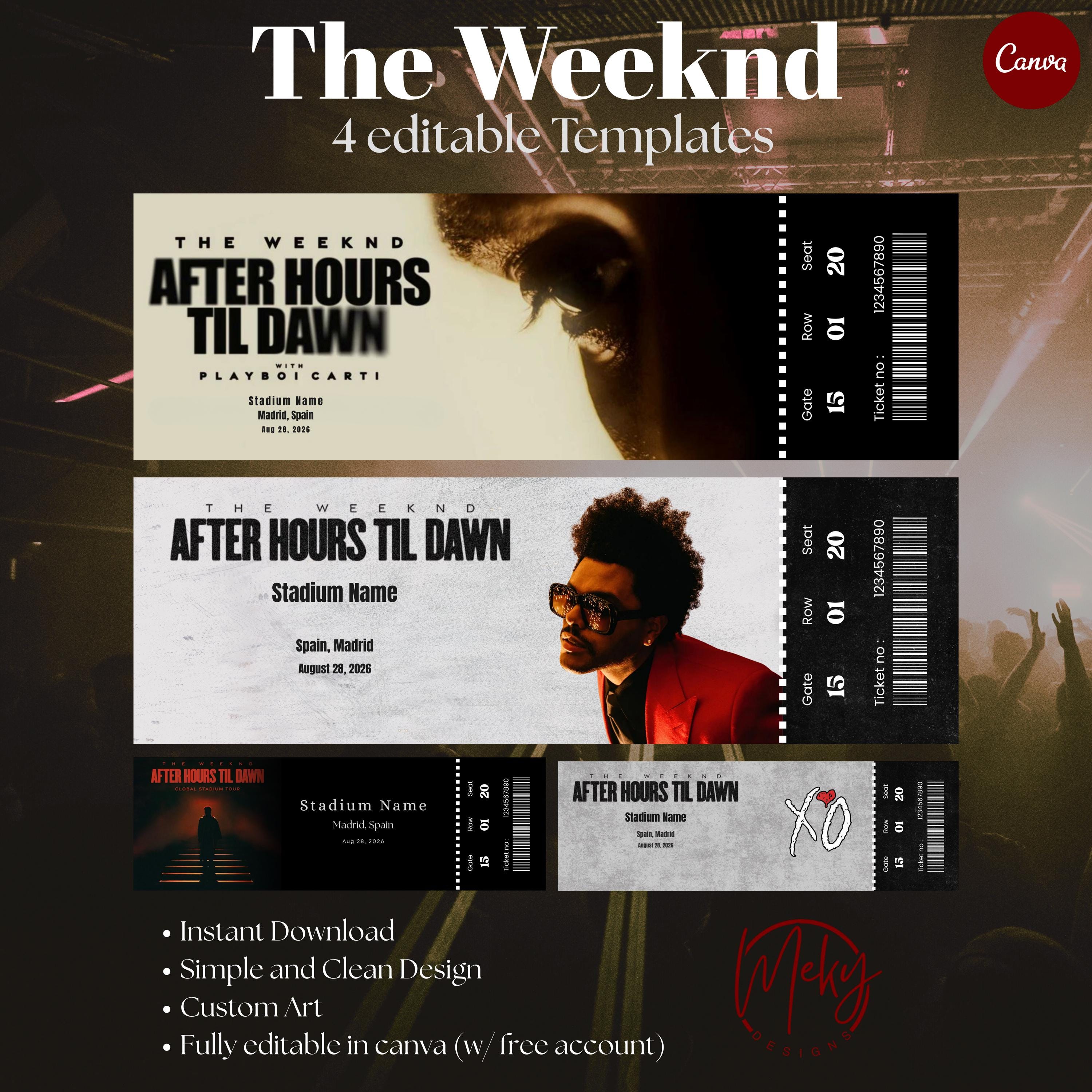 The Weeknd Ticket Template - 4 Ticket Templates - Etsy