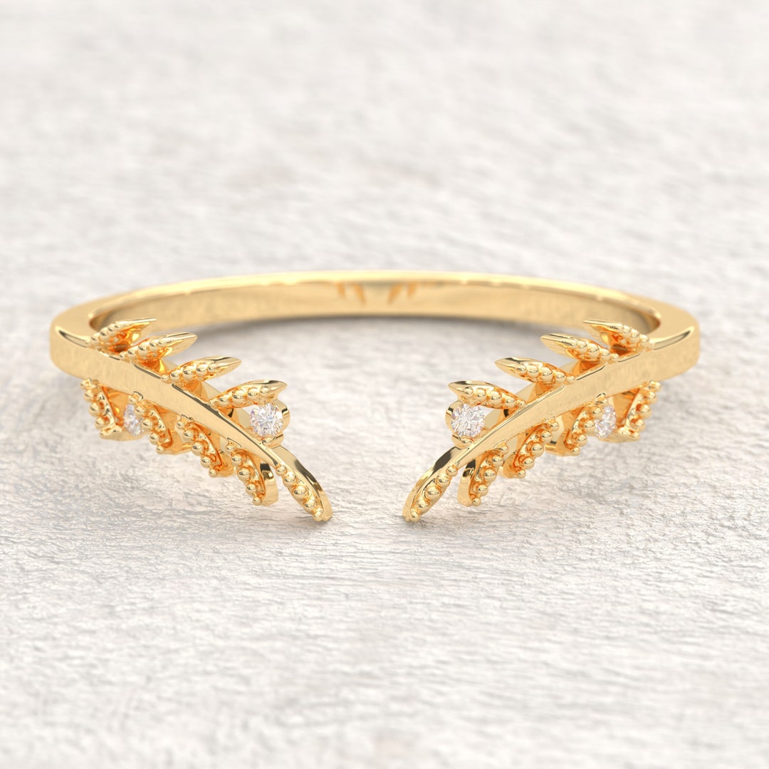 V Shaped Leaf Diamond Engagement Ring, Open Tree Branch Moissanite ...