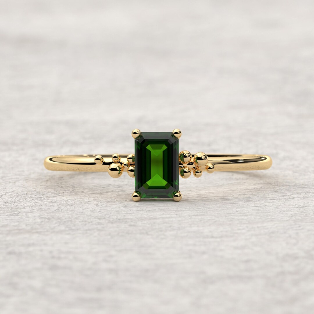 Emerald Emerald Cut Ring, Rectangle Birthstone Ring Women, 10K 14K 18K ...