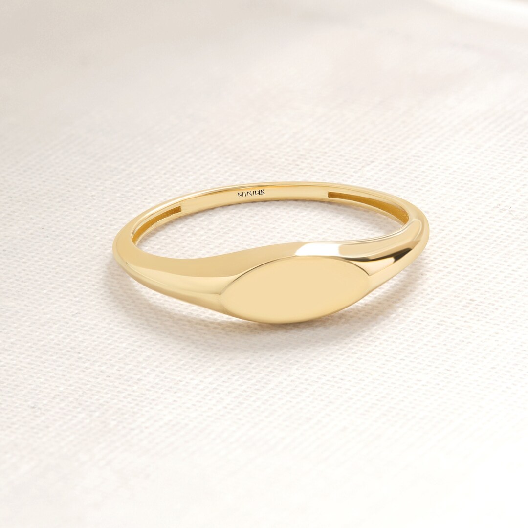 Custom Signet Ring 10K 14K 18K Solid Gold, Engraved Initial Ring ...