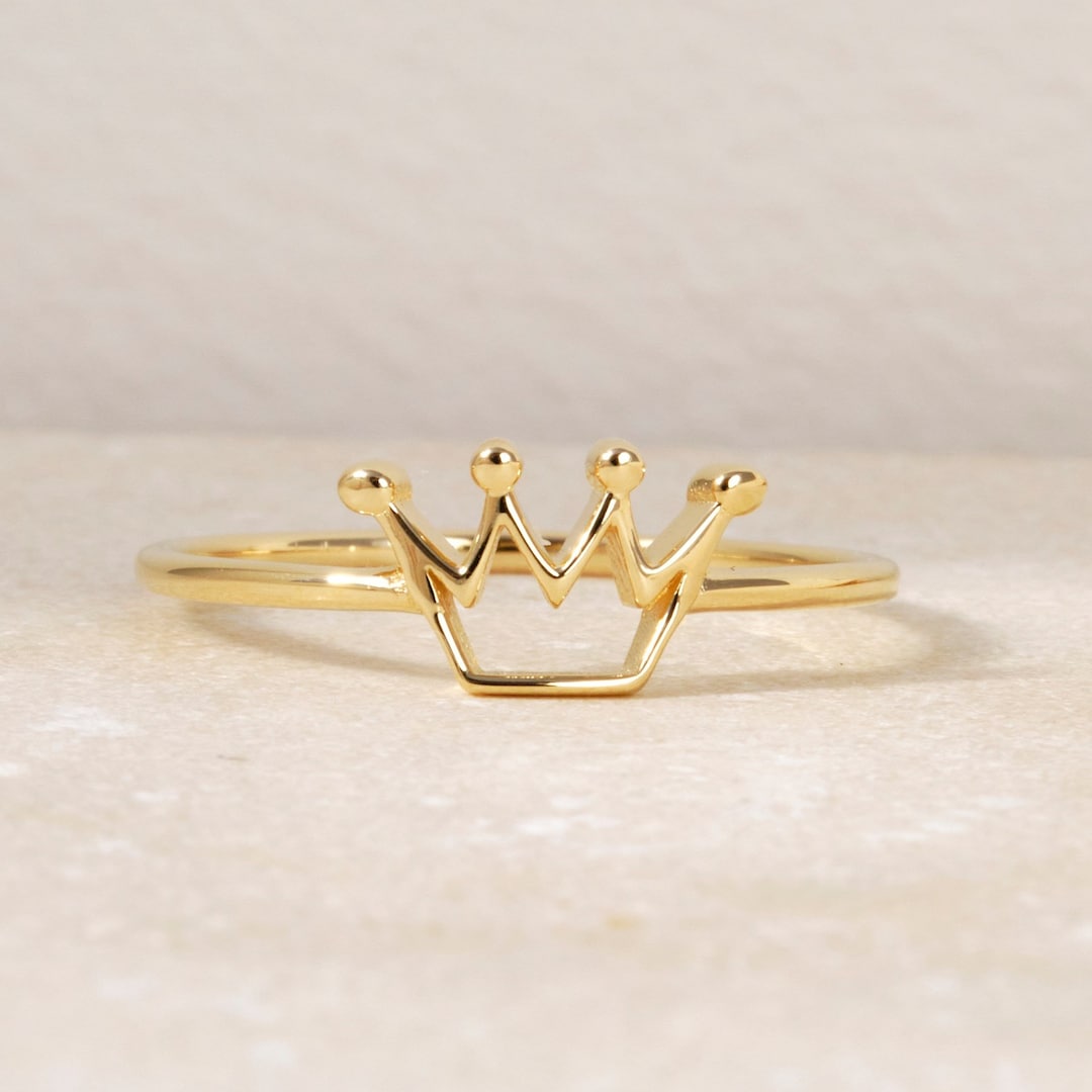 Queen Crown Ring, Handmade Jewelry for Birthday Gifts, 14K Solid Gold ...