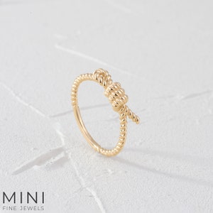 Double Rope Knot Ring 14K Solid Gold Stackable Rings, Love Twist Ropes ...