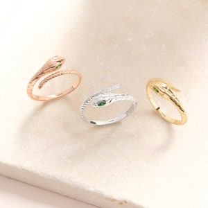 14K Gold Snake Ring: Dainty Snake Rings for Women, Custom Birthstone ...