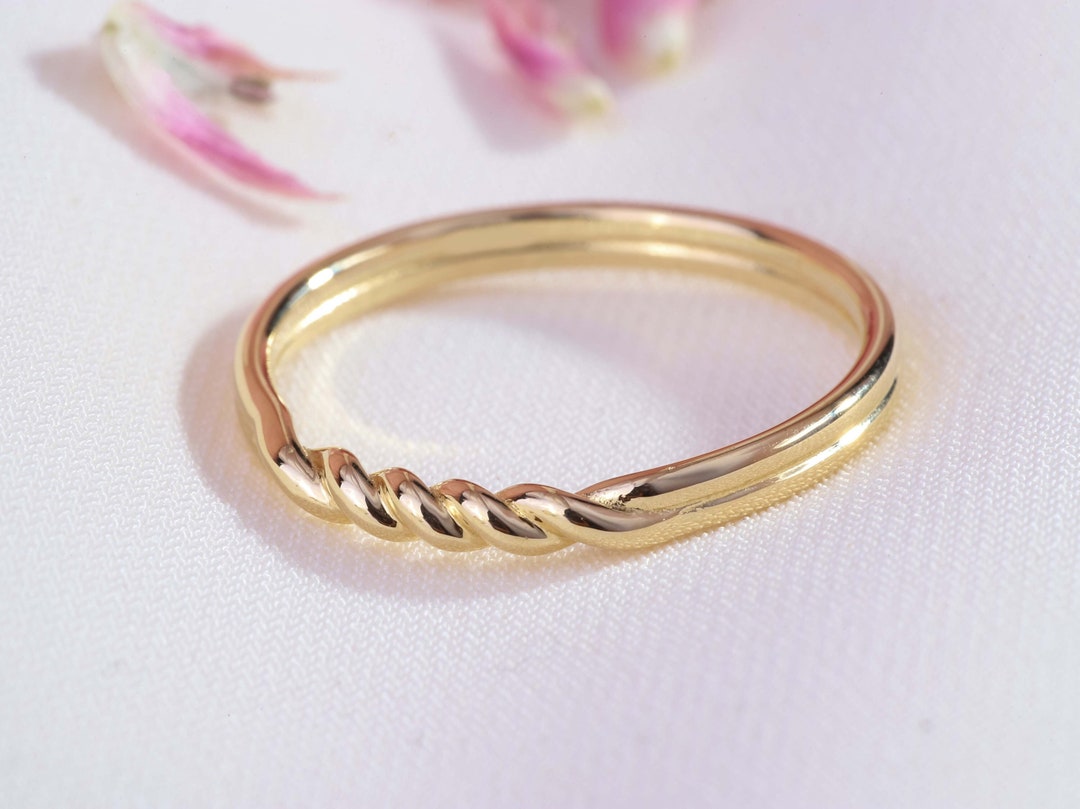 Twisted Stacking Ring, 14K Gold Knotted Bold Stacked Band, 10K ...