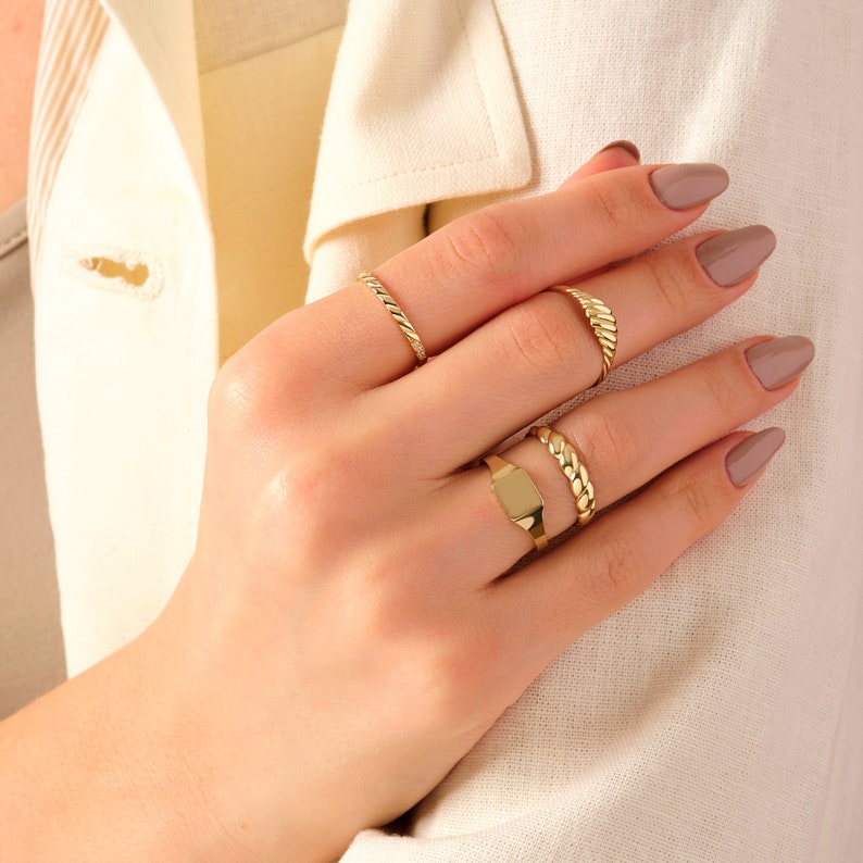 Croissant Dome Statement Ring, Twisted Domed Thick Gold Band, 14K Gold ...
