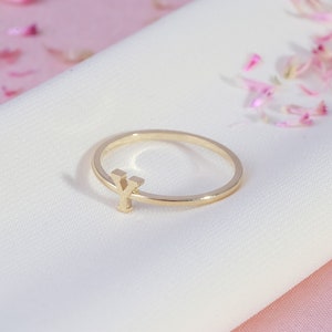 14K Gold Initial Letter Ring, Handmade Jewelry, Personalized Jewelry ...