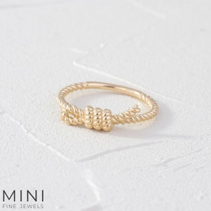 Double Rope Knot Ring 14K Solid Gold Stackable Rings, Love Twist Ropes ...