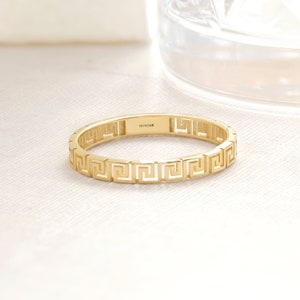 14K Greek Key Ring Gold, 10K 18K Real Solid Gold Greek Symbol Pattern ...