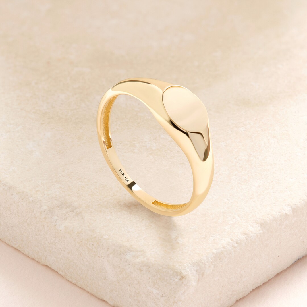 Custom Oval Signet Ring Gold 14K, Personalized Initial Letter Ring Her ...