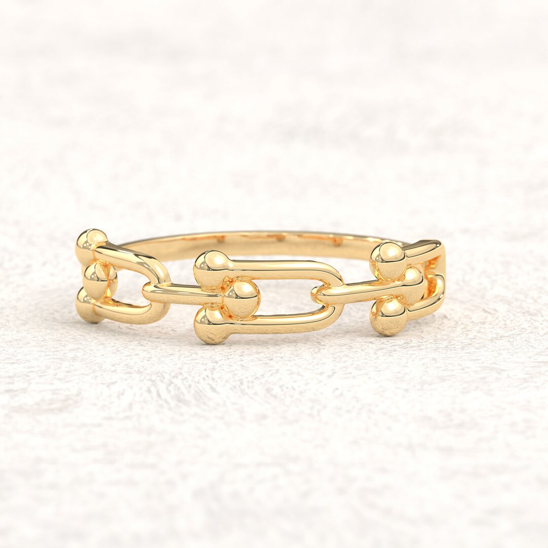 Modern Open Link Stacking Gold Ring 10K 14K 18K, Skinny Paper Clip ...