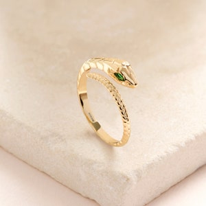 14K Gold Snake Ring: Dainty Snake Rings for Women, Custom Birthstone ...