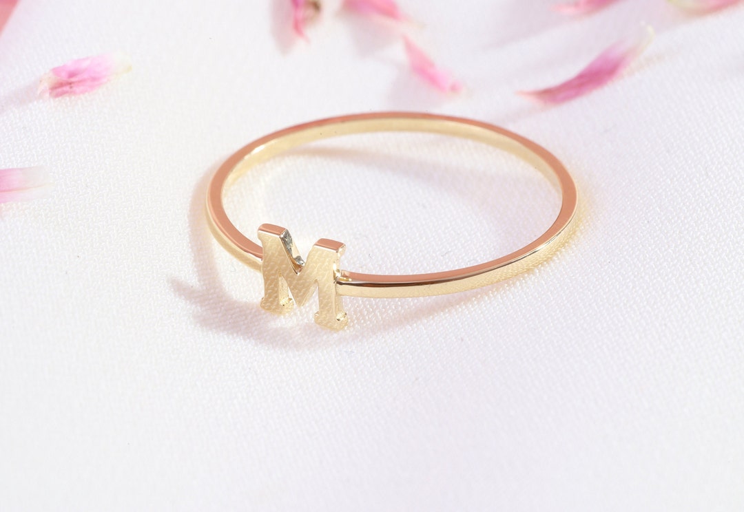 14K Gold Initial Letter Ring, Handmade Jewelry, Personalized Jewelry ...