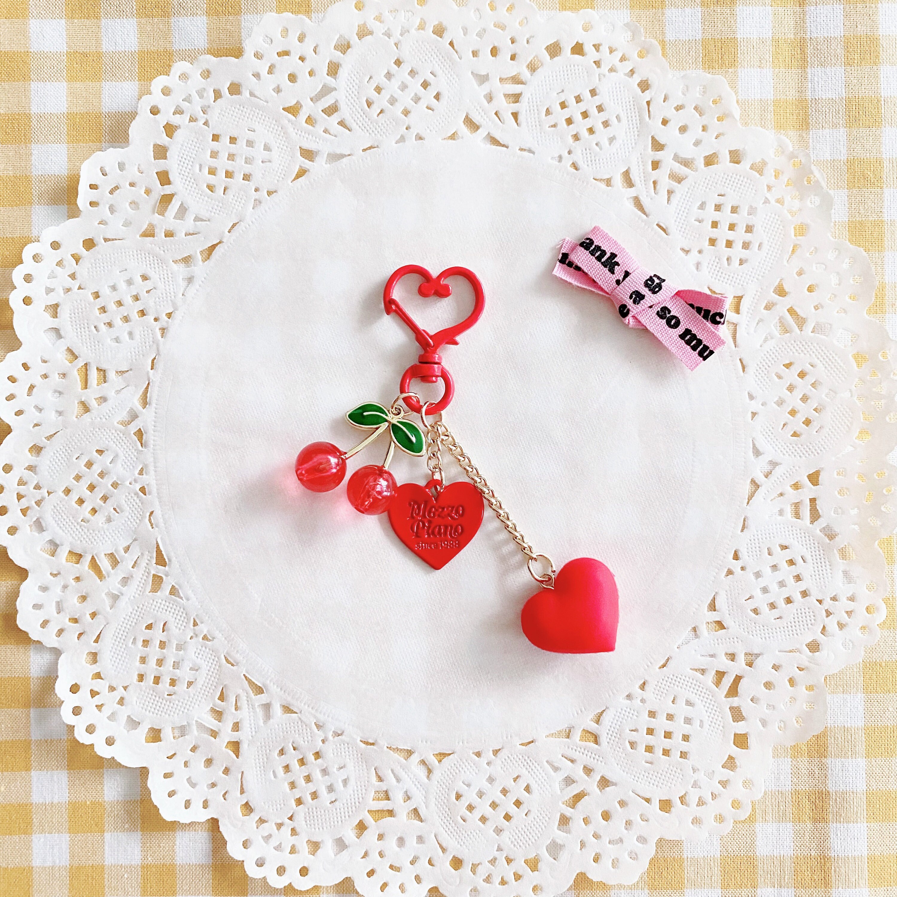 Red Cherry Keyring With Heart Clasp Cute Cherry Keychain for - Etsy