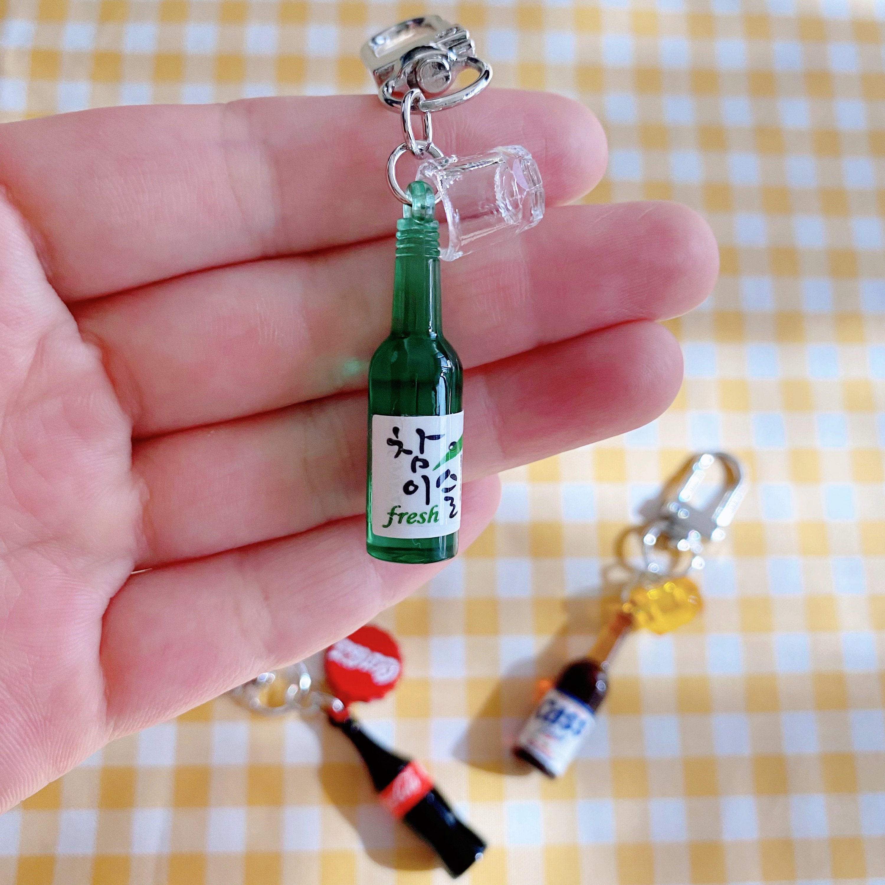 Cute Soju Keyring, Kawaii Beer Key Chain, Korean Soju Keychain, Mobile ...