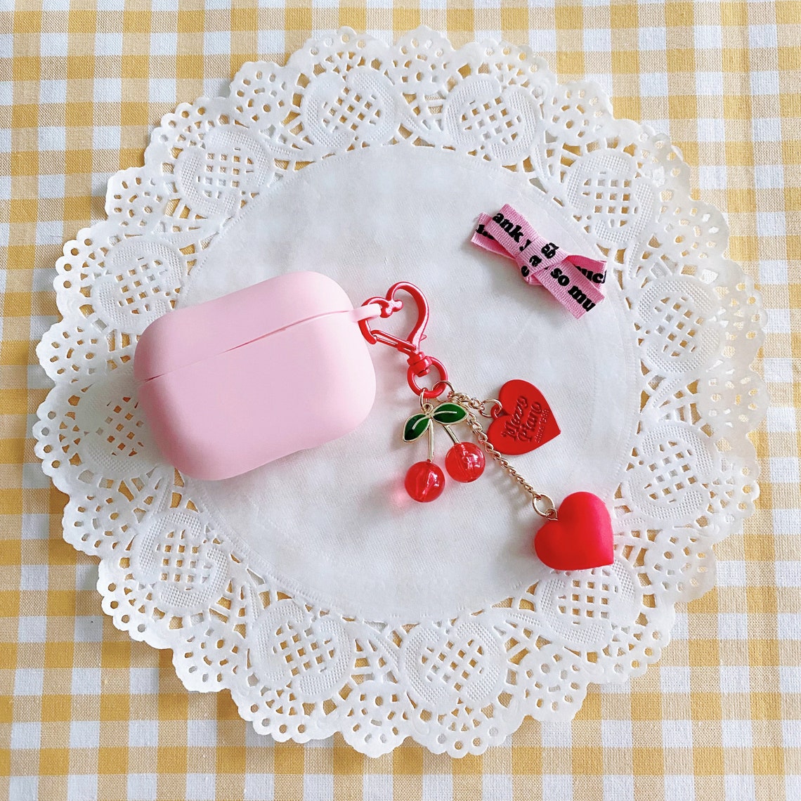 Red Cherry Keyring With Heart Clasp Cute Cherry Keychain for - Etsy